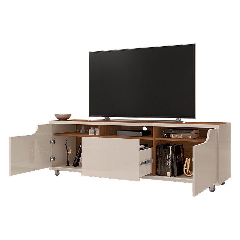 Rack Para Tv Até 60 Polegadas 1,60m 1 Gaveta 2 Portas Jersey - Off White/cedro | MadeiraMadeira