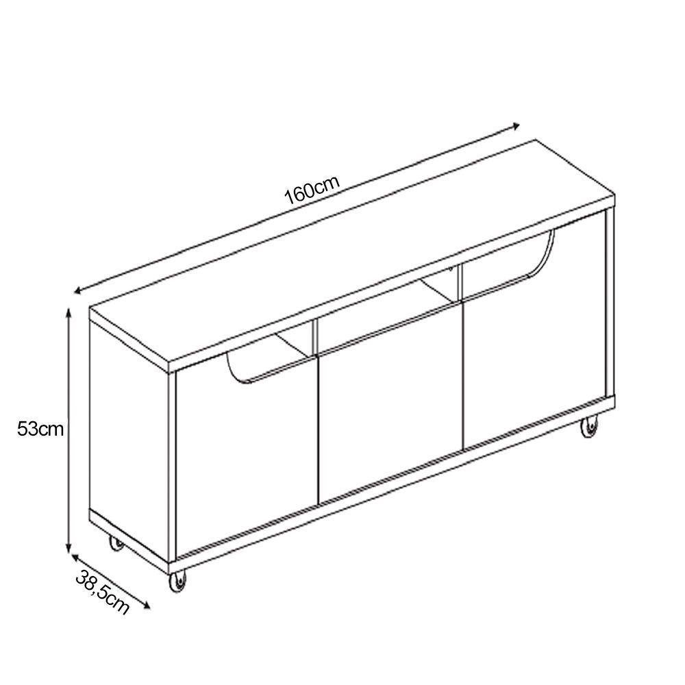 Rack Para Tv Até 60 Polegadas 1,60m 1 Gaveta 2 Portas Jersey - Off ...