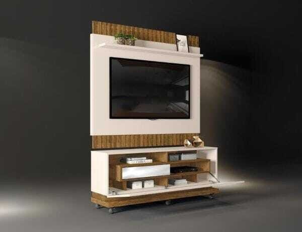 Rack com Painel Ripado para TV Até 60 Polegadas Vitti MDF Off White ...