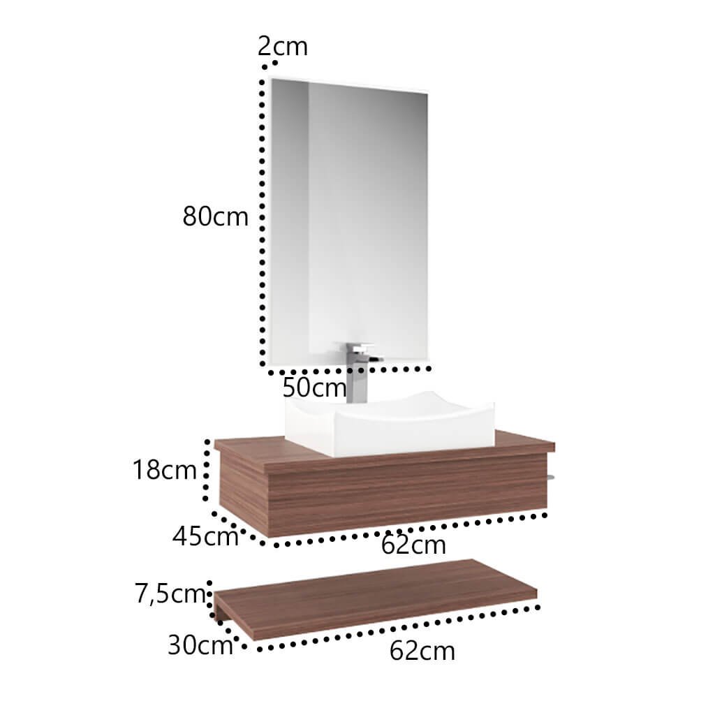 Bancada para Banheiro Suspensa com Cuba Cinamomo Lilies Móveis ...