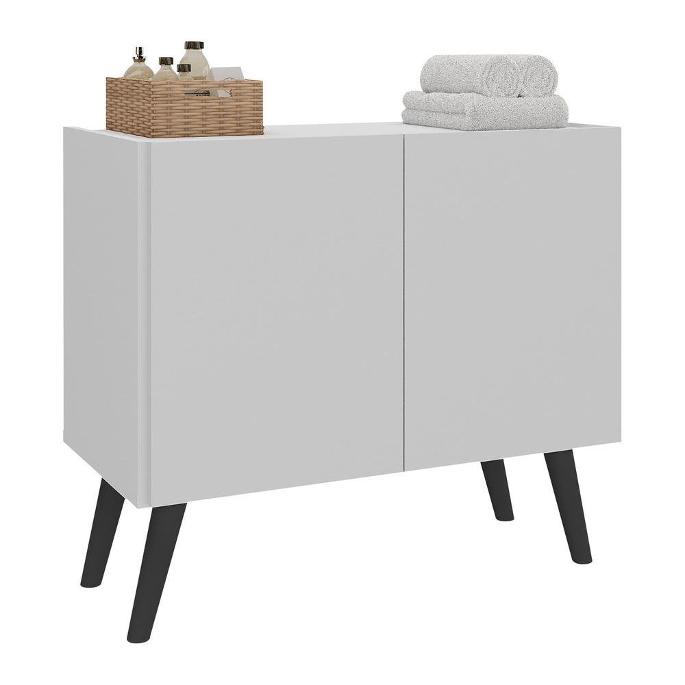 Gabinete Armário de Banheiro 62,5cm Retrô 2 Portas Multimóveis Mp5045 Branco/preto | MadeiraMadeira