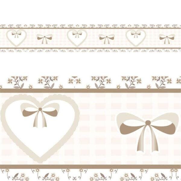 Faixa Adesiva Parede Coração e Laço Bege 10m Grão de Gente | MadeiraMadeira