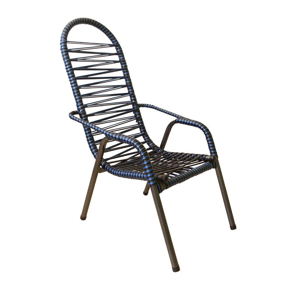 Cadeira de Fio para Varanda Area Externa Luxo Fio Duplo Azul e Preto ...