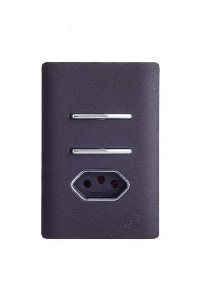 Interruptor Duplo Paralelo e Tomada 20A Novara Preto/Grafite | MadeiraMadeira