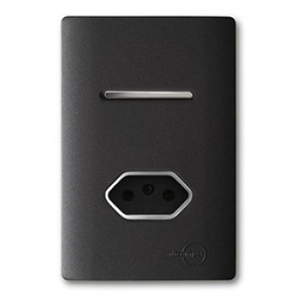 Interruptor Simples e Tomada 20A Preto Fosco Dicompel Novara | MadeiraMadeira