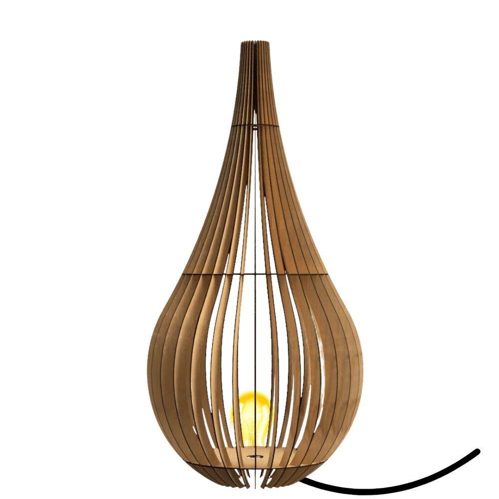 Abajur Grande De Chão Capadócia Mdf Luminária - Cor:marrom | MadeiraMadeira