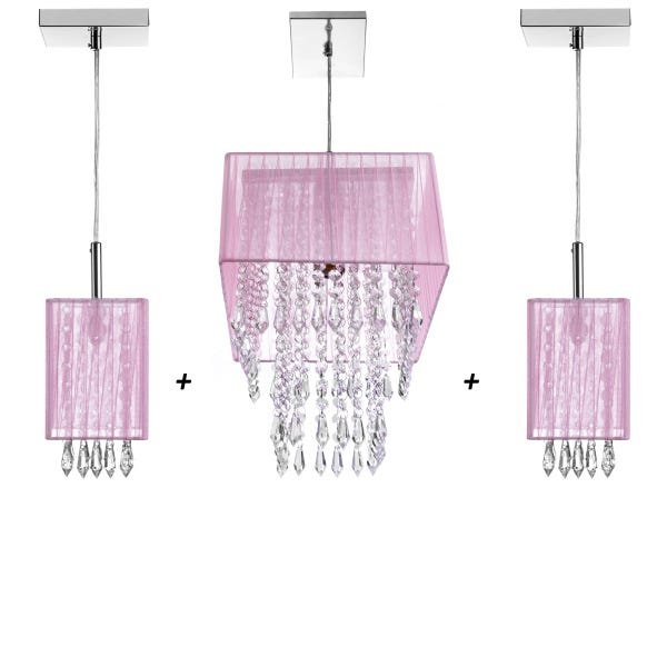 Kit 2 Pendente Clearganza + Pendente Marry Organza Rosa | MadeiraMadeira