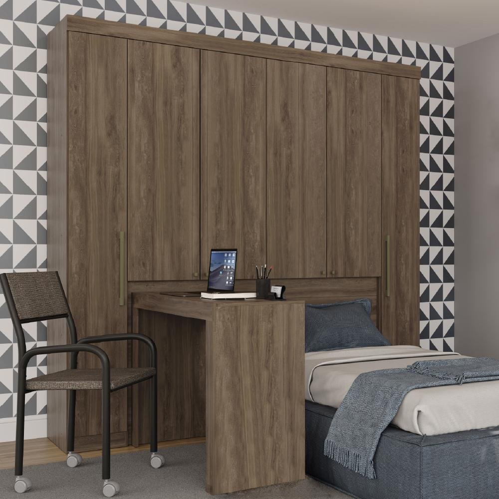 Guarda Roupa Solteiro 6 Portas com Escrivaninha Vega Legno com ...