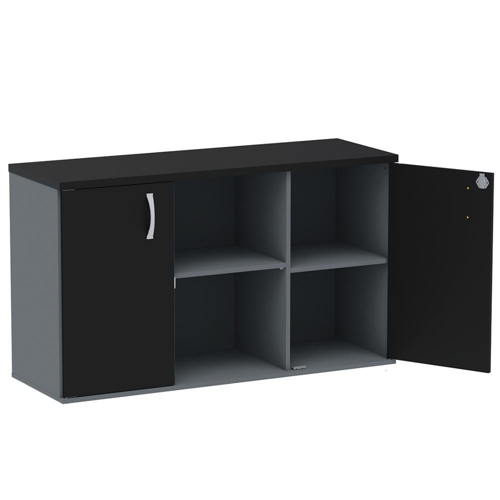 Armário Baixo Credenza com Dois Nichos e Duas Portas PE25 em MDP Cor ...