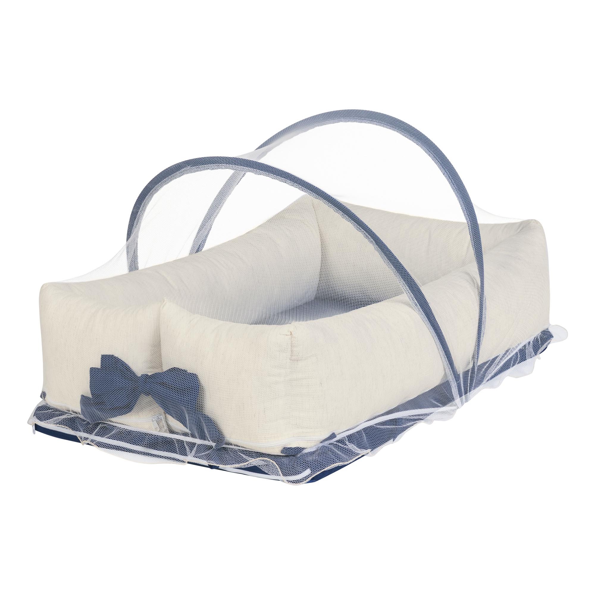 Ninho Redutor C/ Mosquiteiro Percal Linho Baby Império Marinho ...