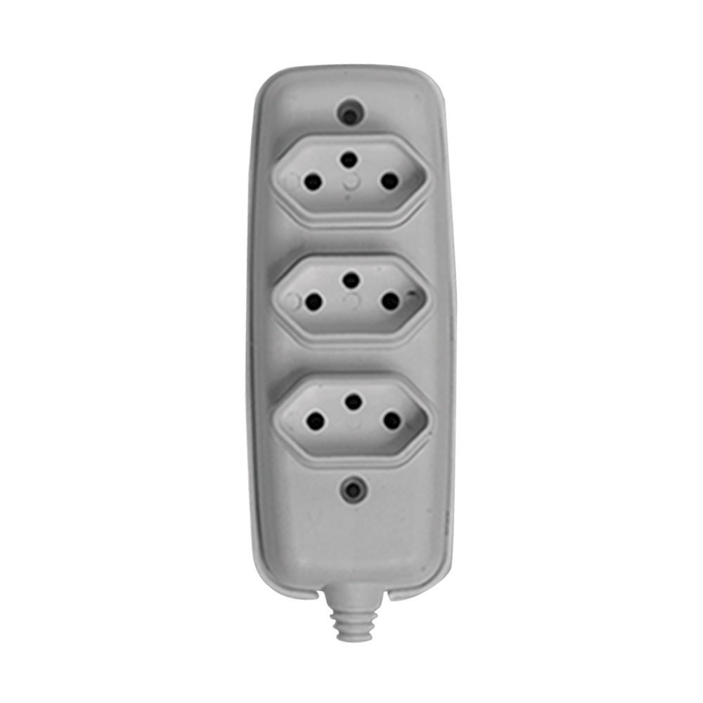 Kit 10 Tomada 3 Tripla para Extensão com 2 Pino + Terra Tripolar 250v ...