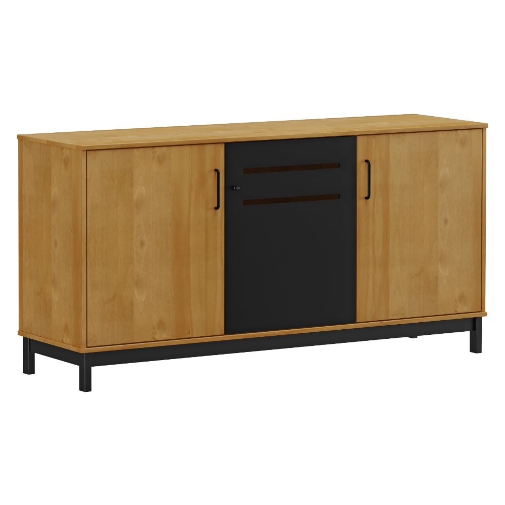 Balcão Buffet Madeira Maciça Finestra Carvalho/Preto FINESTRA MÓVEIS ...