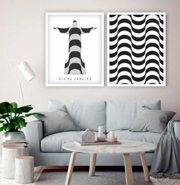 Conjunto Quadros Decorativos Rio de Janeiro Cristo Redentor Calçadão ...