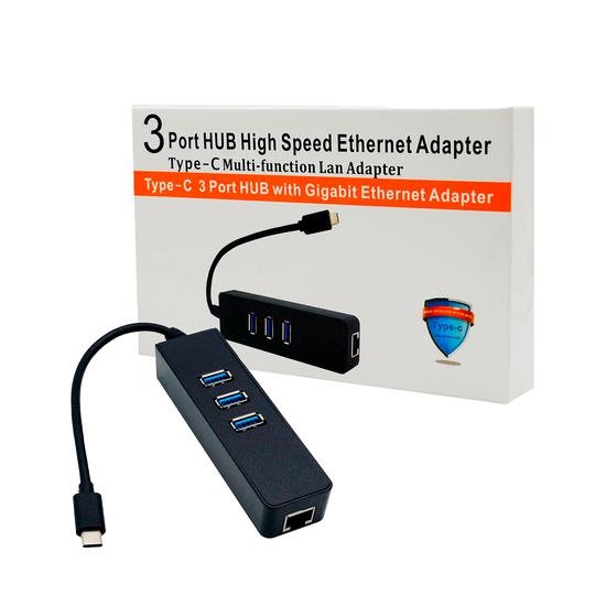 Cabo Adaptador Type-C para RJ45 Lan Gigabit / USB 3.0 | MadeiraMadeira