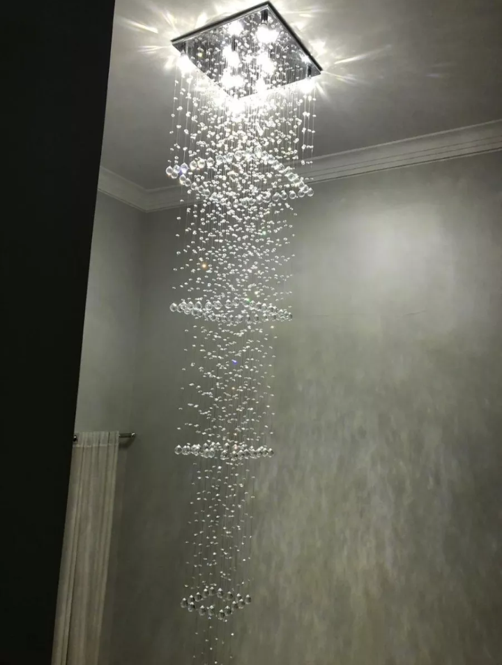 LUSTRE PARA PÉ DIREITO DUPLO BASE DE INOX POLIDO ESPELHADO DE 70X70CM ...