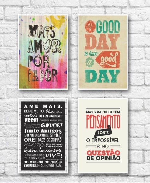 Kit com Placas de Frases decorativas - 04 Placas | MadeiraMadeira