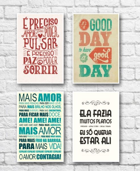 Kit placas de Frases decorativas - 04 Placas | MadeiraMadeira