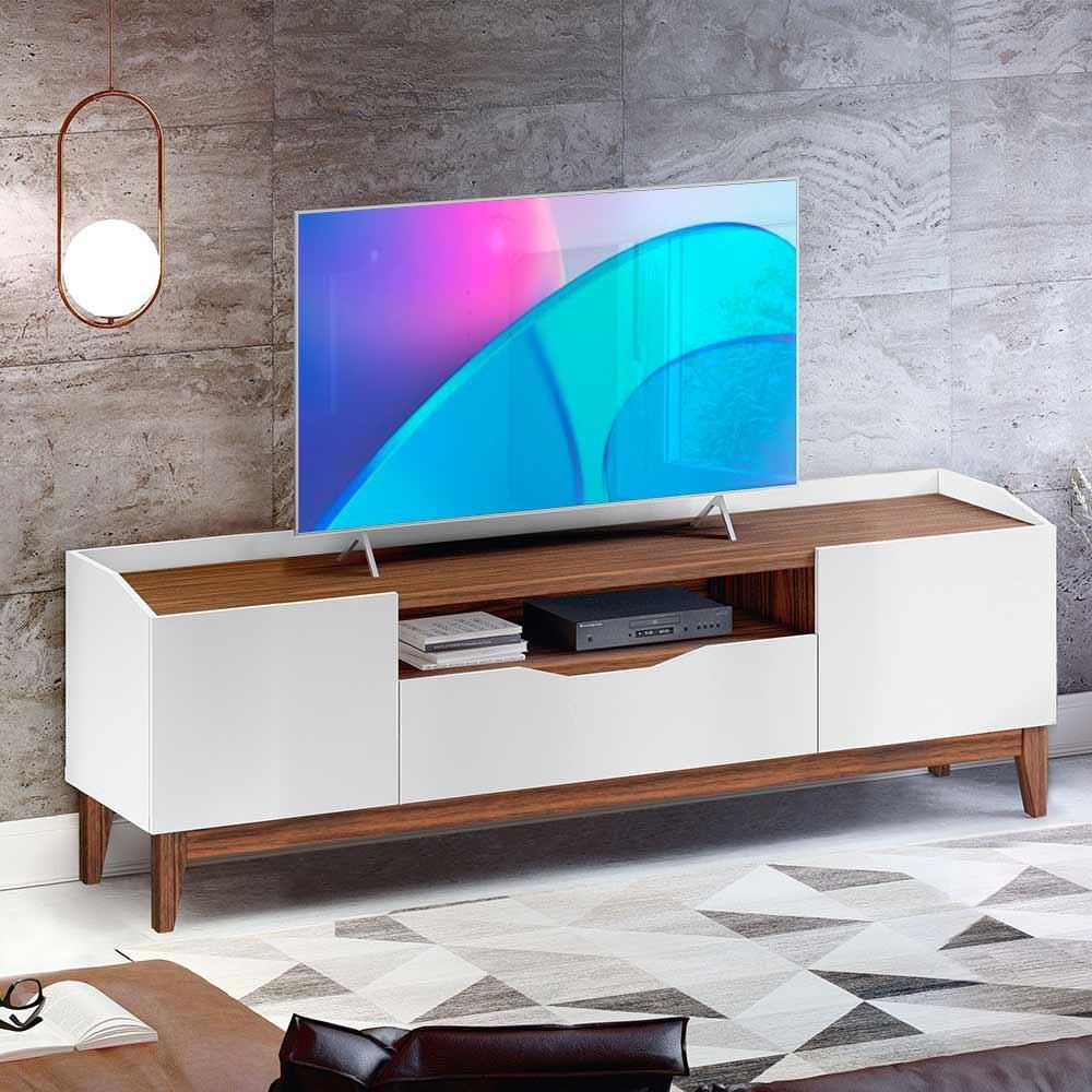 Rack De Sala TV Até 65 Polegadas Branco Dakota Casa D | MadeiraMadeira