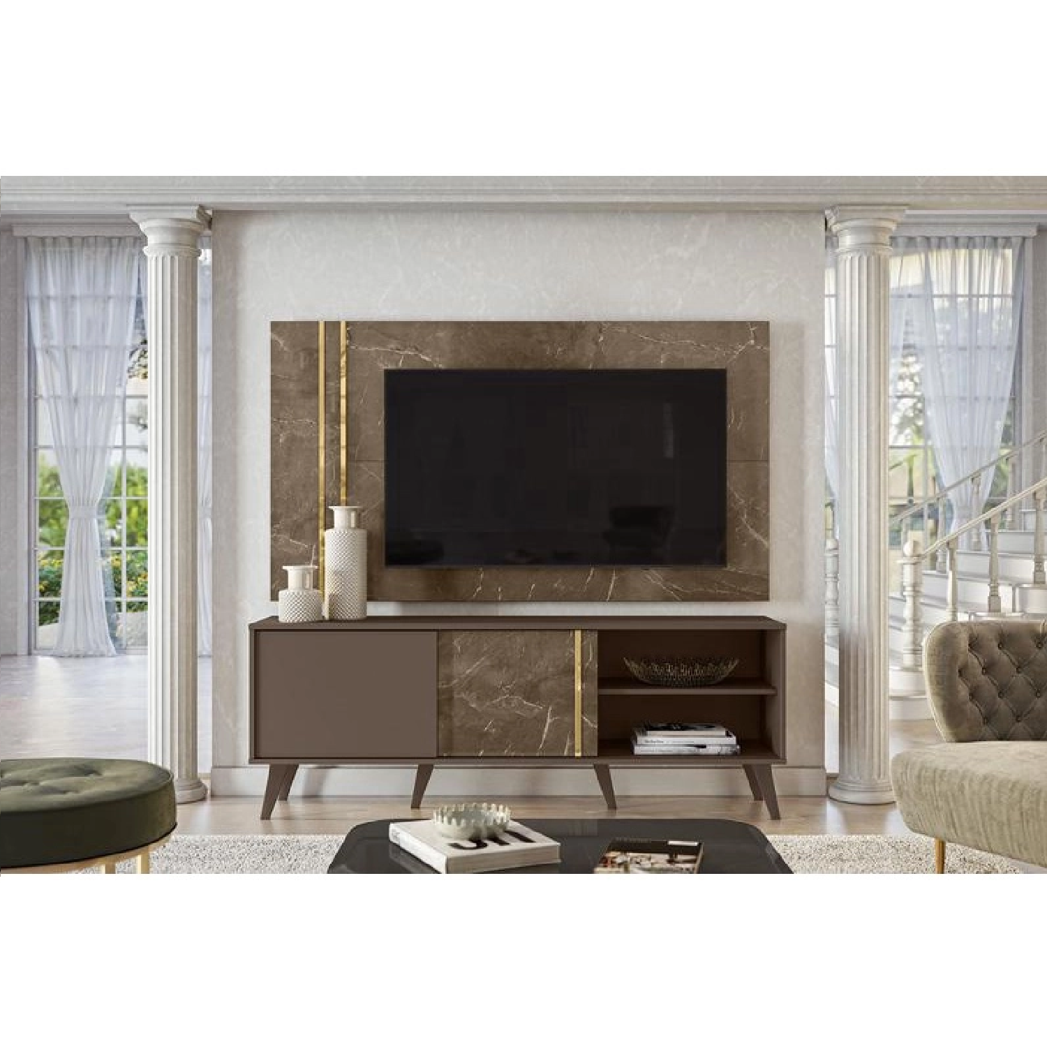 Bancada com Painel Cronos Para Tv 65" imperial/Sépia - Madetec ...