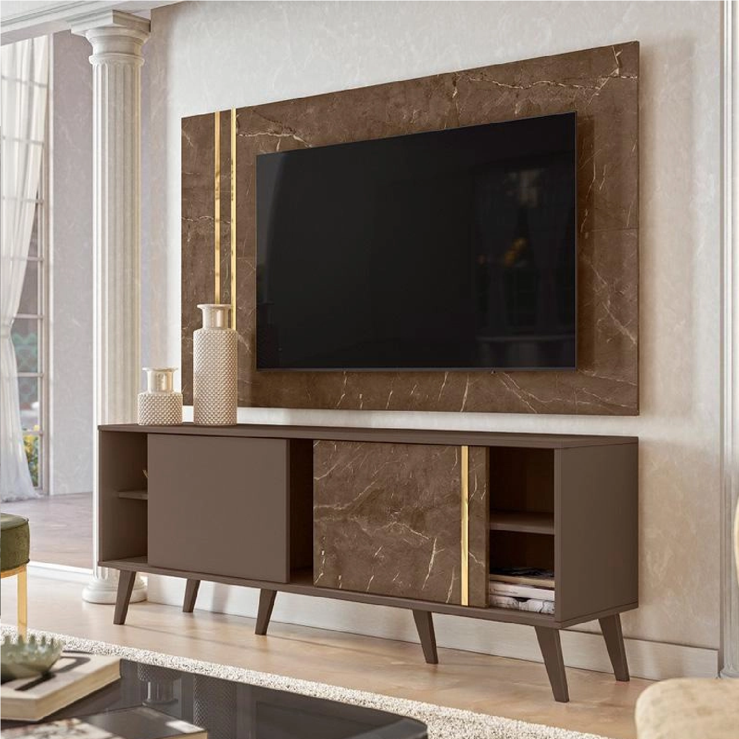 Bancada com Painel Cronos Para Tv 65" imperial/Sépia - Madetec ...