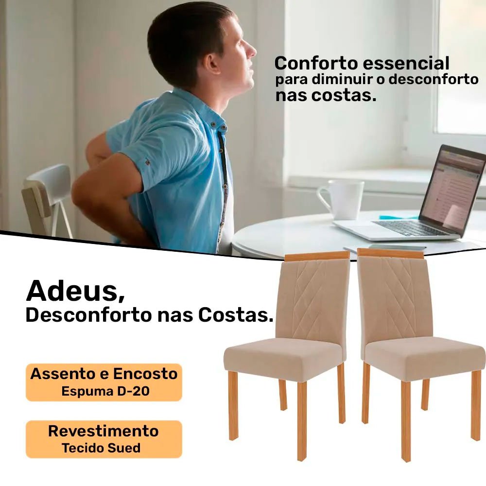 Kit 2 Cadeiras para Sala de Jantar Alice - Madeira/Nude- Cimol ...