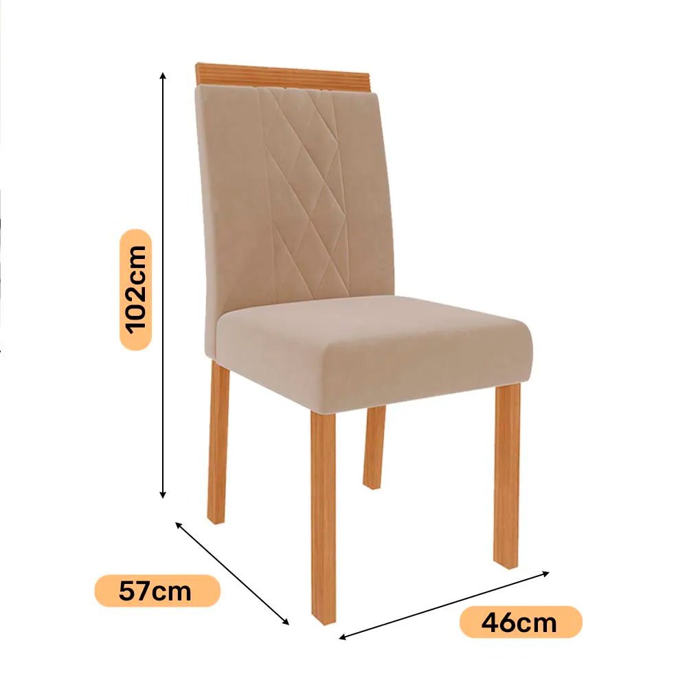 Kit 2 Cadeiras para Sala de Jantar Alice - Madeira/Nude- Cimol ...