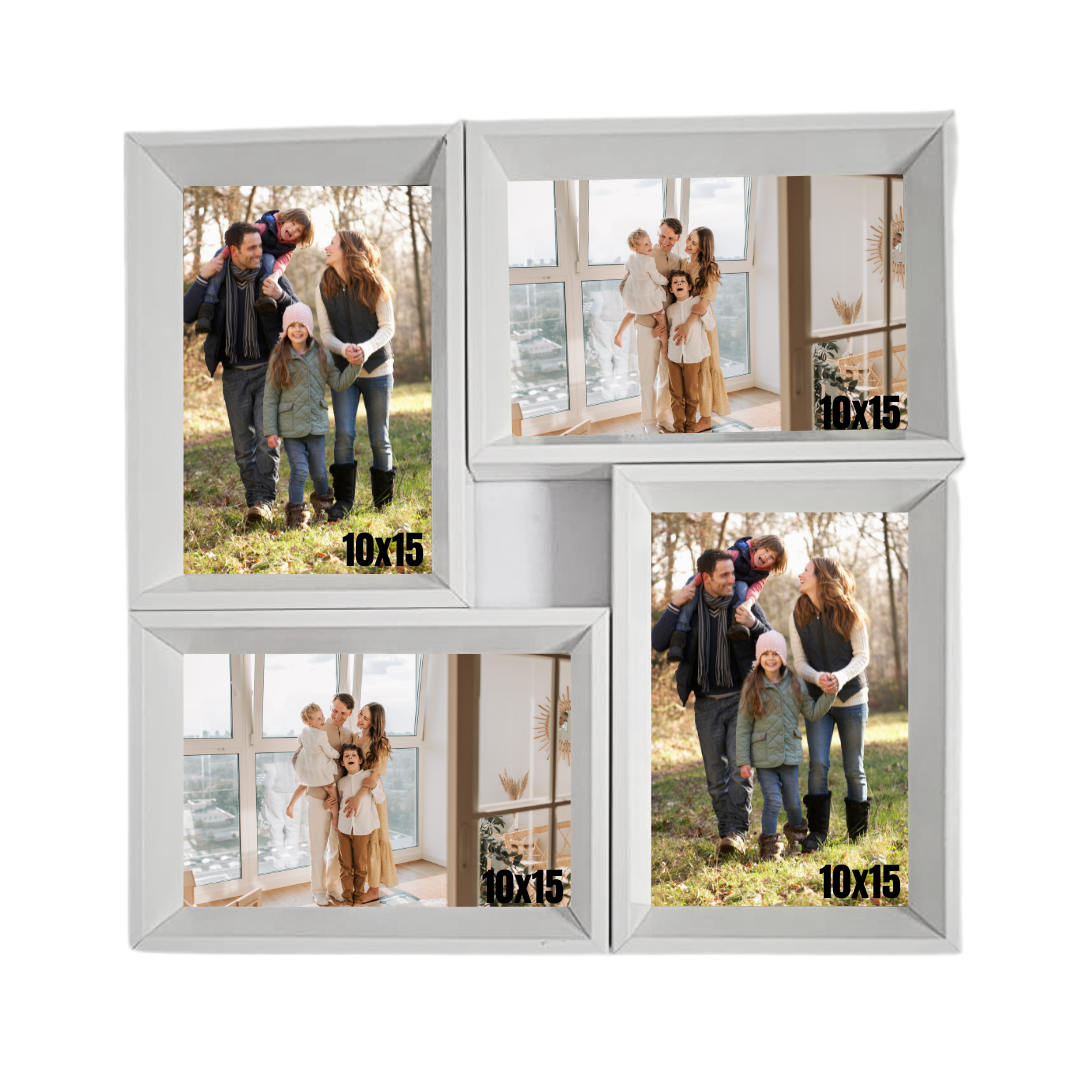 Quadro de Parede Para 4 Fotos 10x15cm Chanfrada/Laqueada com Vidro ...