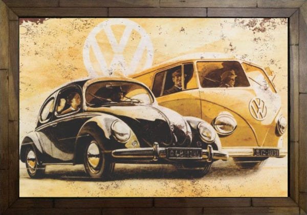 Quadro Decorativo Fusca MDF 50 x 35 C032 - Marrom | MadeiraMadeira