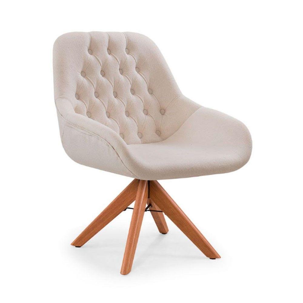 Poltrona Pandora com Base Giratória Madeira Due Decor Bege | MadeiraMadeira