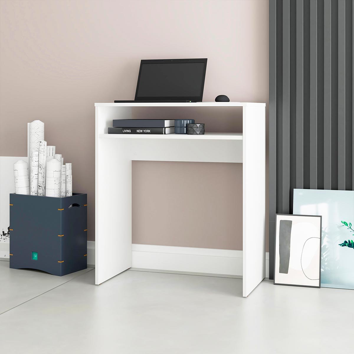 Mesa Notebook Pequena de Estudo para Quarto 67 Cm MDP Branco - BBS ...