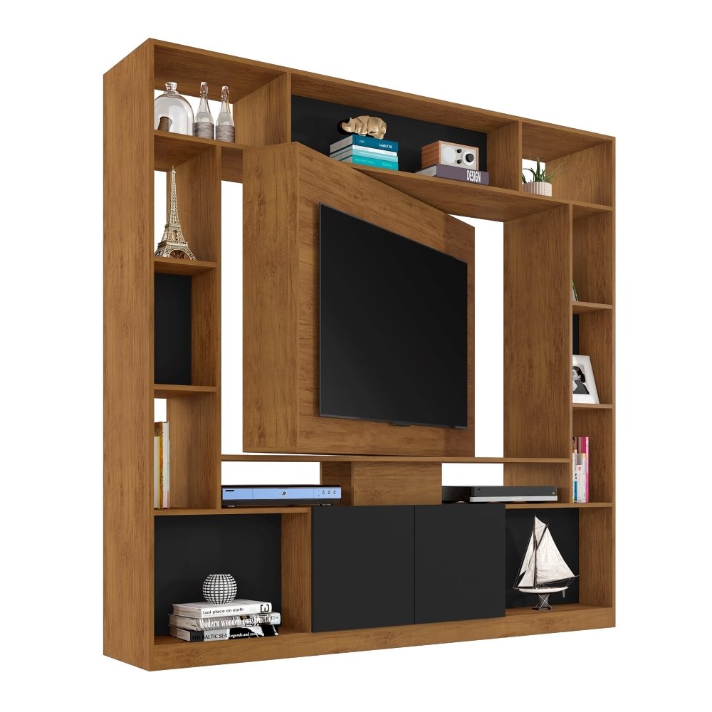 Estante para TV Ace Freijó Preto com Painel Giratório | MadeiraMadeira