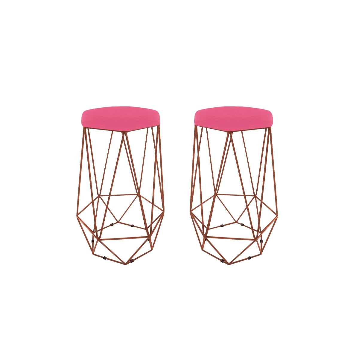 Banqueta Decorativa Hexagonal Aramado Bronze- Aliw Decor: Pink ...