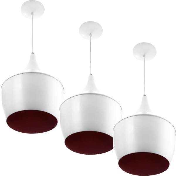 Kit 3 Pendentes Gourmet Balão 32X25cm Em Aluminio Branco Magnifico ...