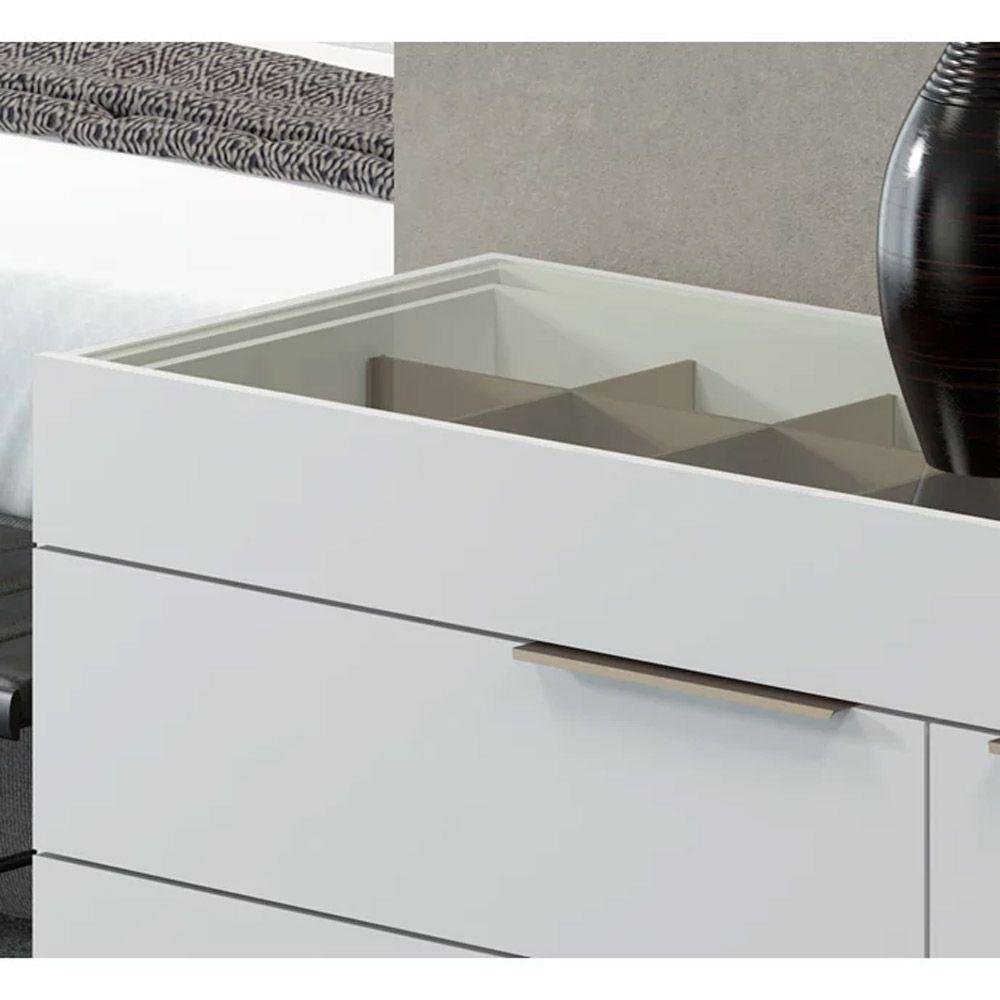 Comoda Porta Joia Lume Tampo Vidro 5 Gavetas Branco Demartez ...