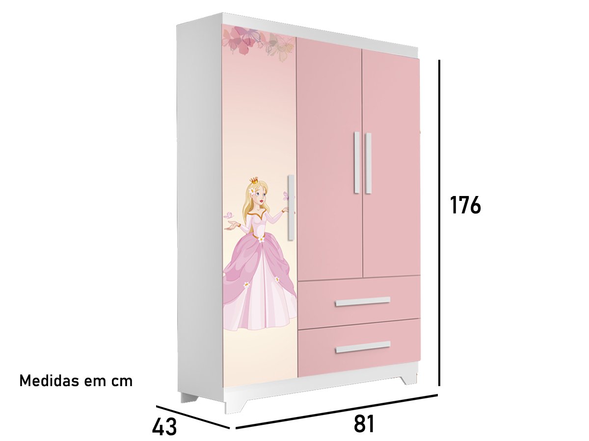 Guarda-Roupa Princesa new Rosa | MadeiraMadeira