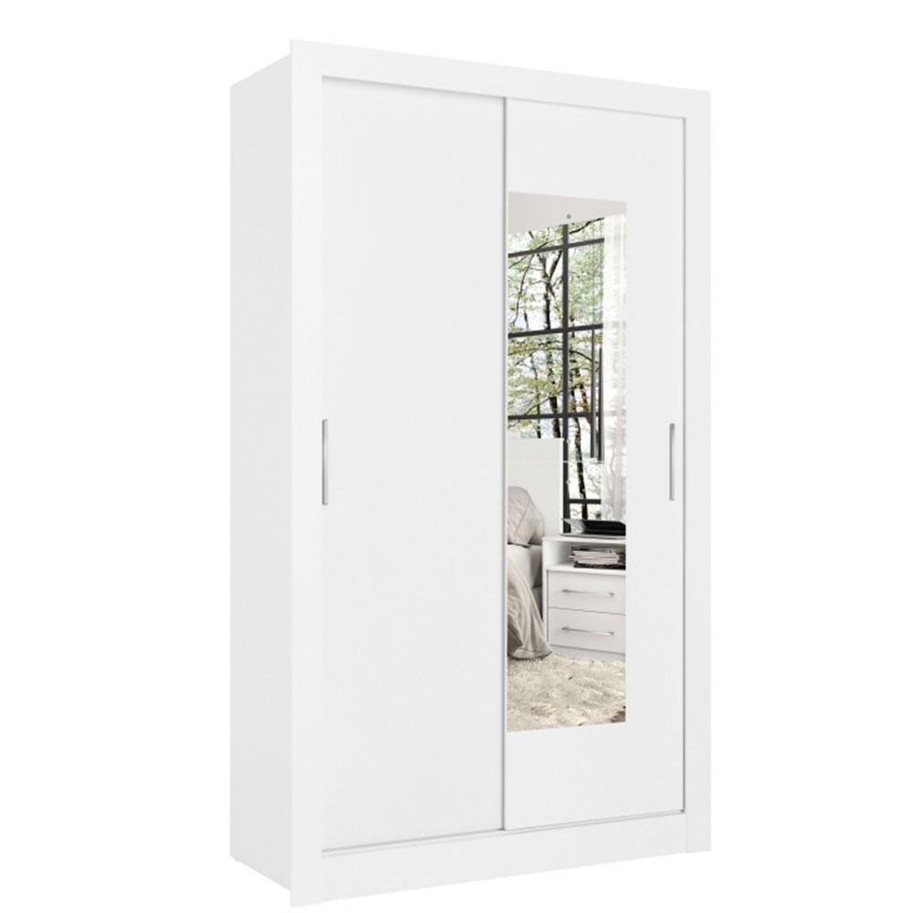 Guarda-Roupa Solteiro THB City Glass, 2 Portas de Correr, Branco ...