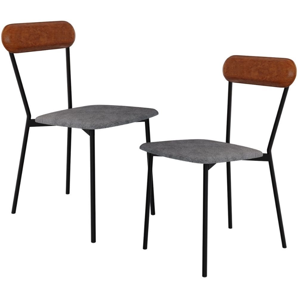 Kit 02 Cadeiras Estofada para Sala de Jantar Liora Preto C01 Linho ...