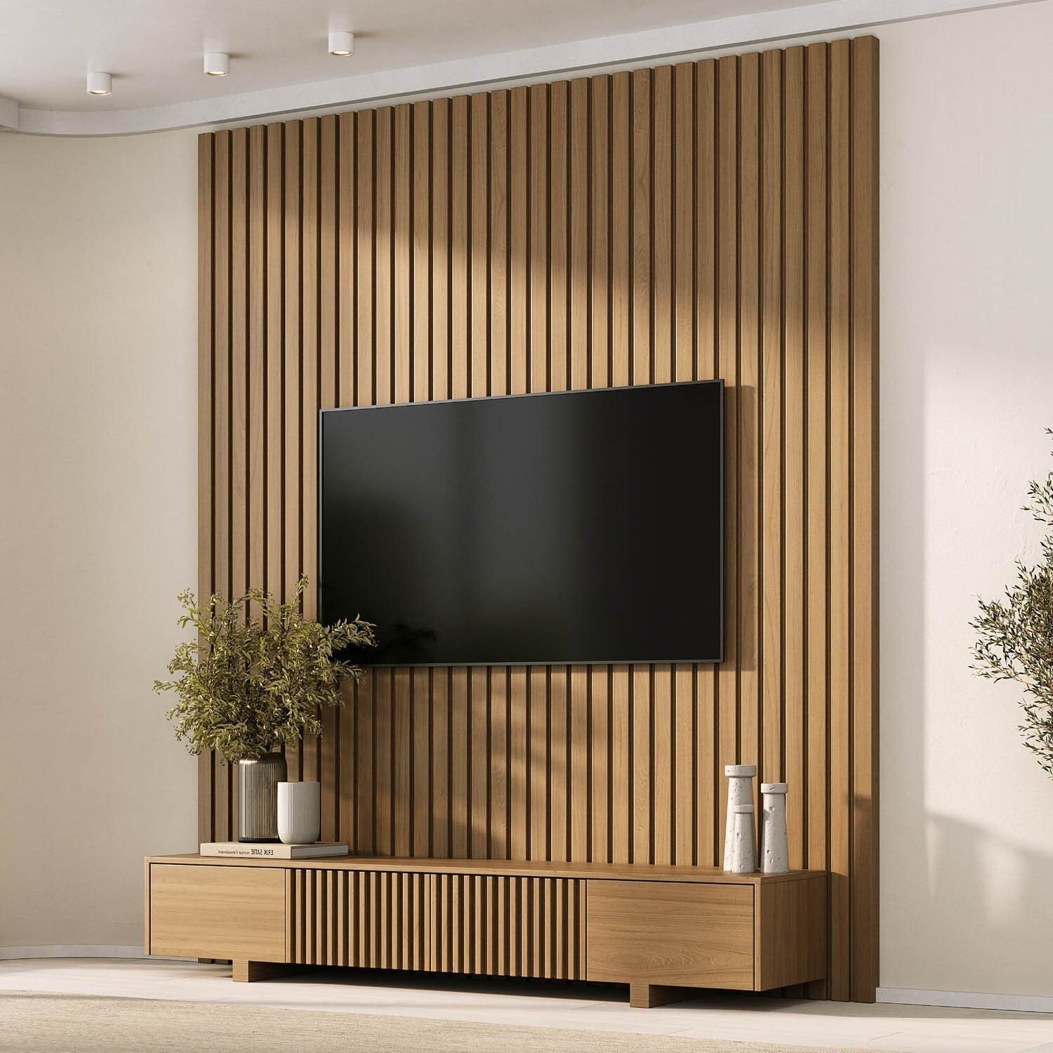 Rack com Painel Ripado para TV até 75 Polegadas 200cmx230cm Aruá ...