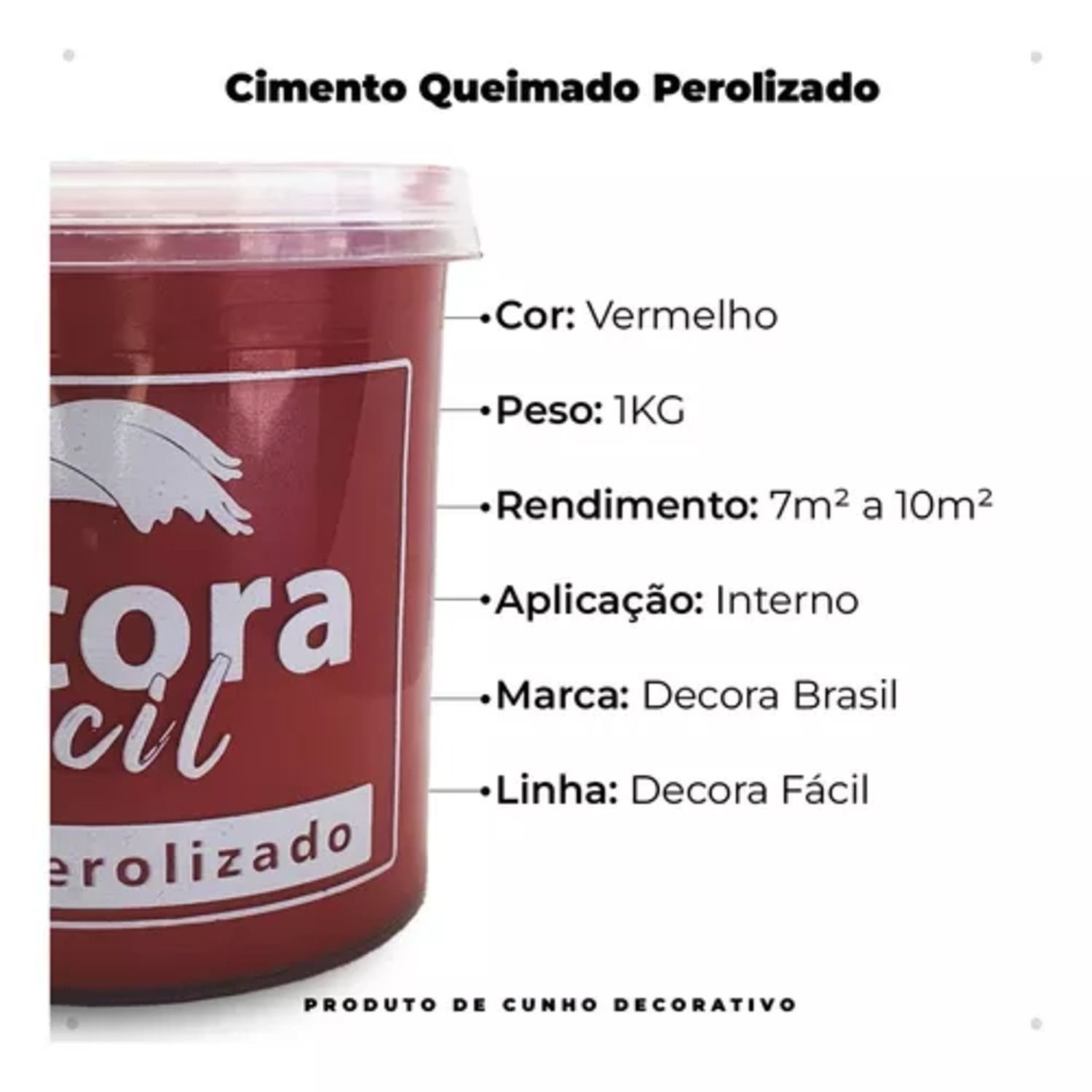 Cimento Queimado com Efeito Perolizado Decora Fácil 1kg - Vermelho ...