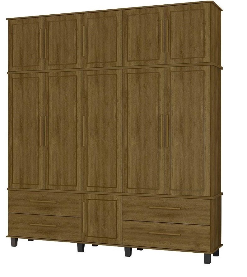 Roupeiro colonial Triplex House 5 portas alto cor Imbuia Rústico ...