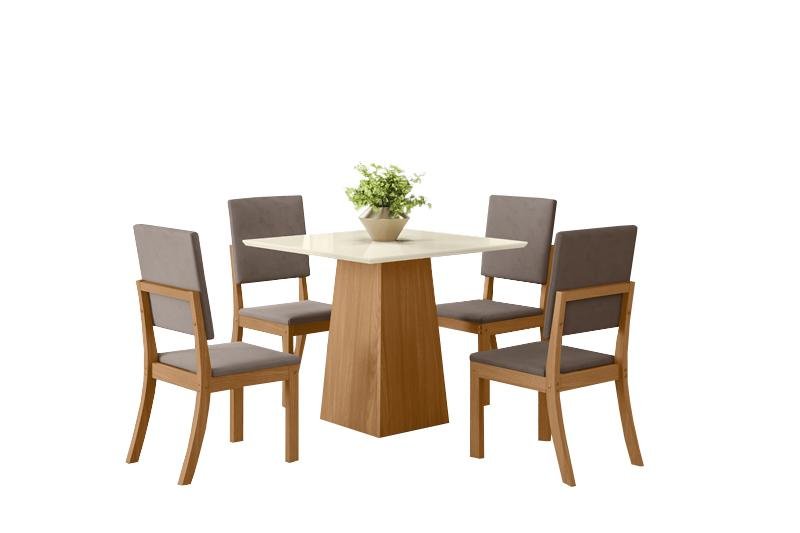 Mesa Jantar Dora 90 4 Cadeiras Milla Marrom - Henn | MadeiraMadeira