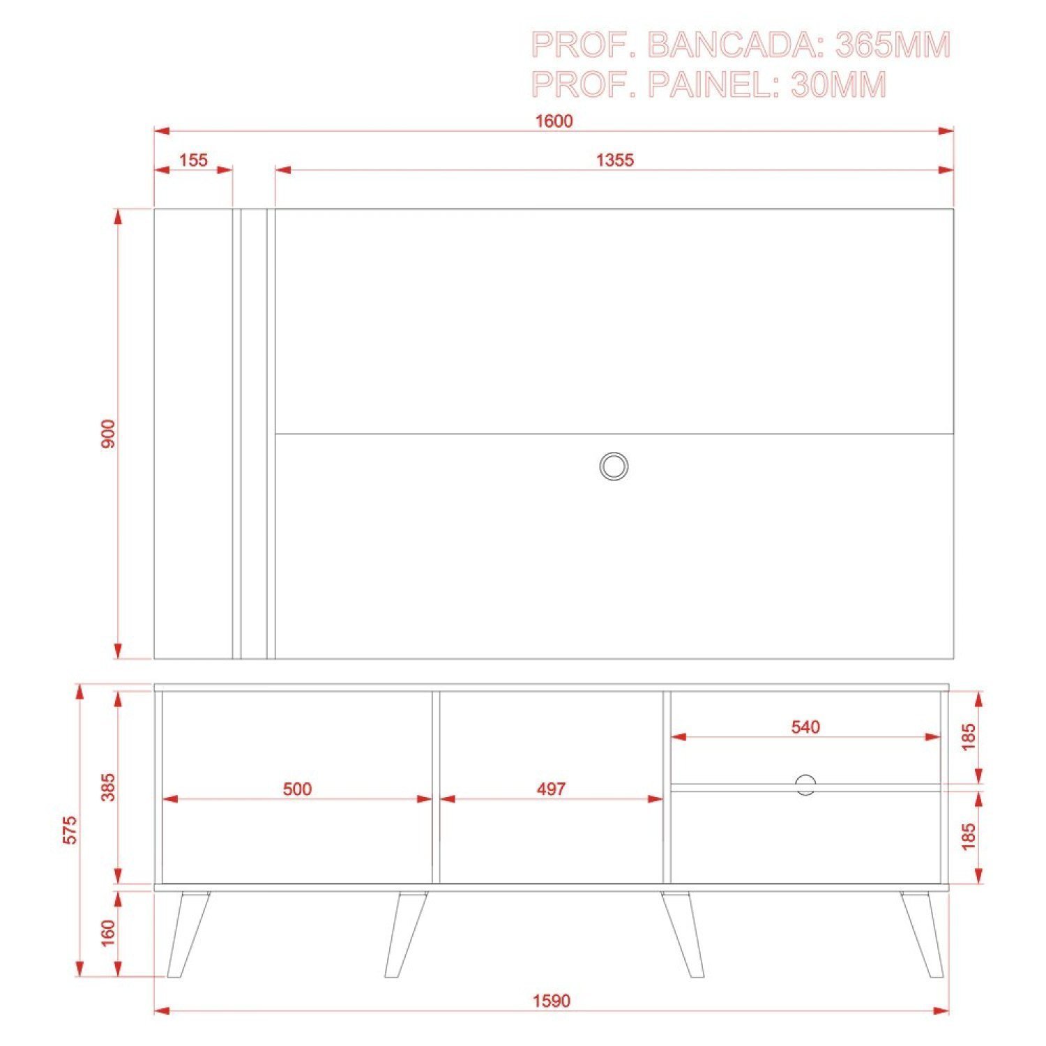 Rack com Painel para Tv até 65 Polegadas 2 Portas Cronos Madetec | MadeiraMadeira