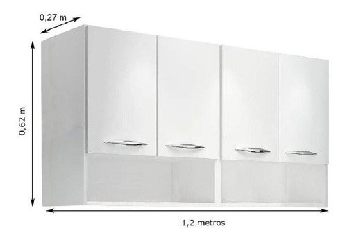 Armario de cozinha aéreo 1,20m 4 portas Rústico Nico Decore Modulo ...