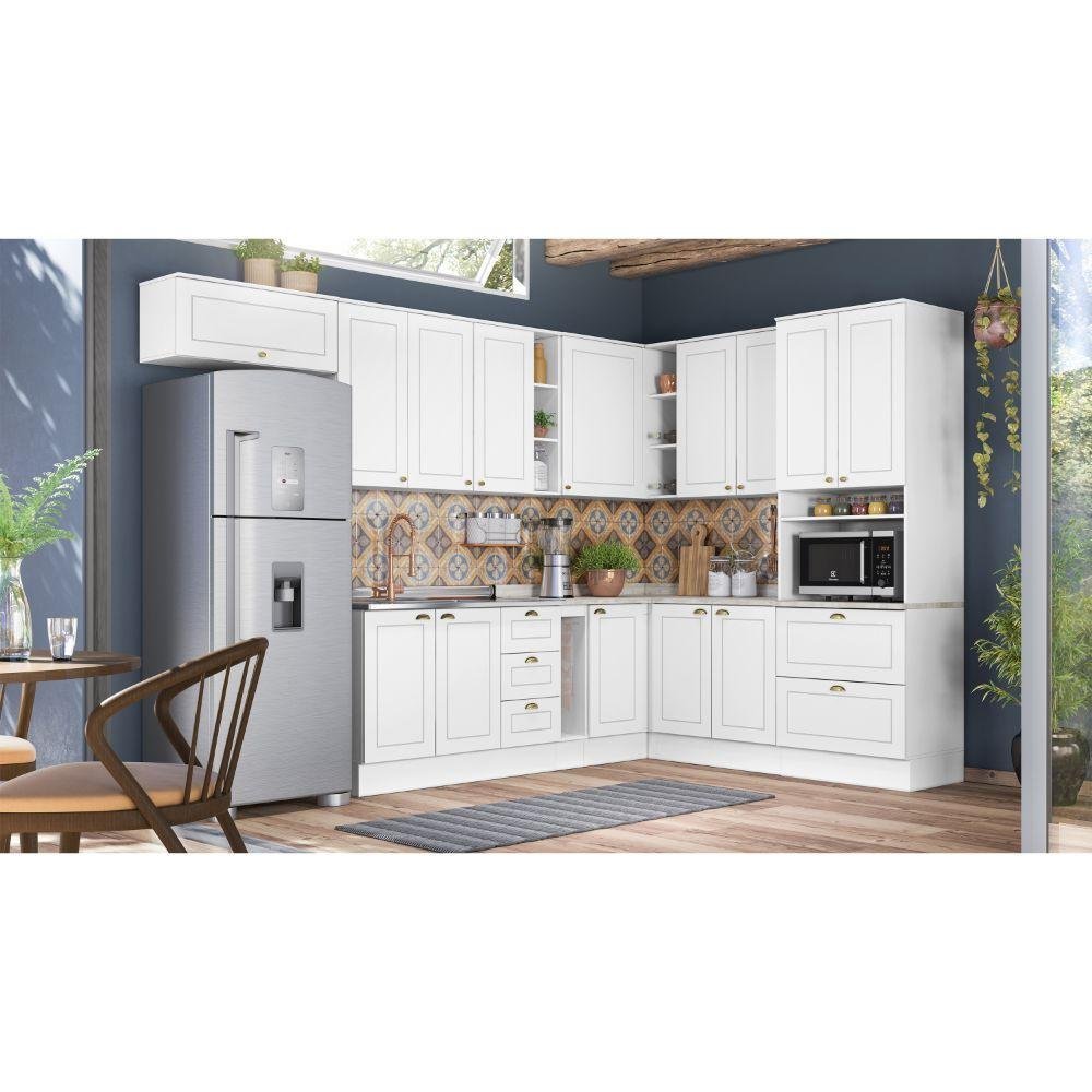 Cozinha Modulada Americana 14 Portas 05 Gavetas Henn - Branco HP ...