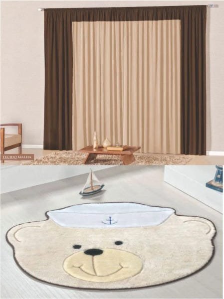 Kit Decoração para Quarto de Menino = Cortina Malha Berlim + Tapete ...