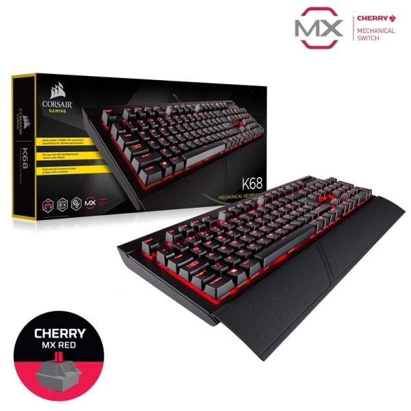 Teclado Mecânico Gamer Corsair CH-9102020-BR led Vermelho Swtich Cherry Mx Red | MadeiraMadeira