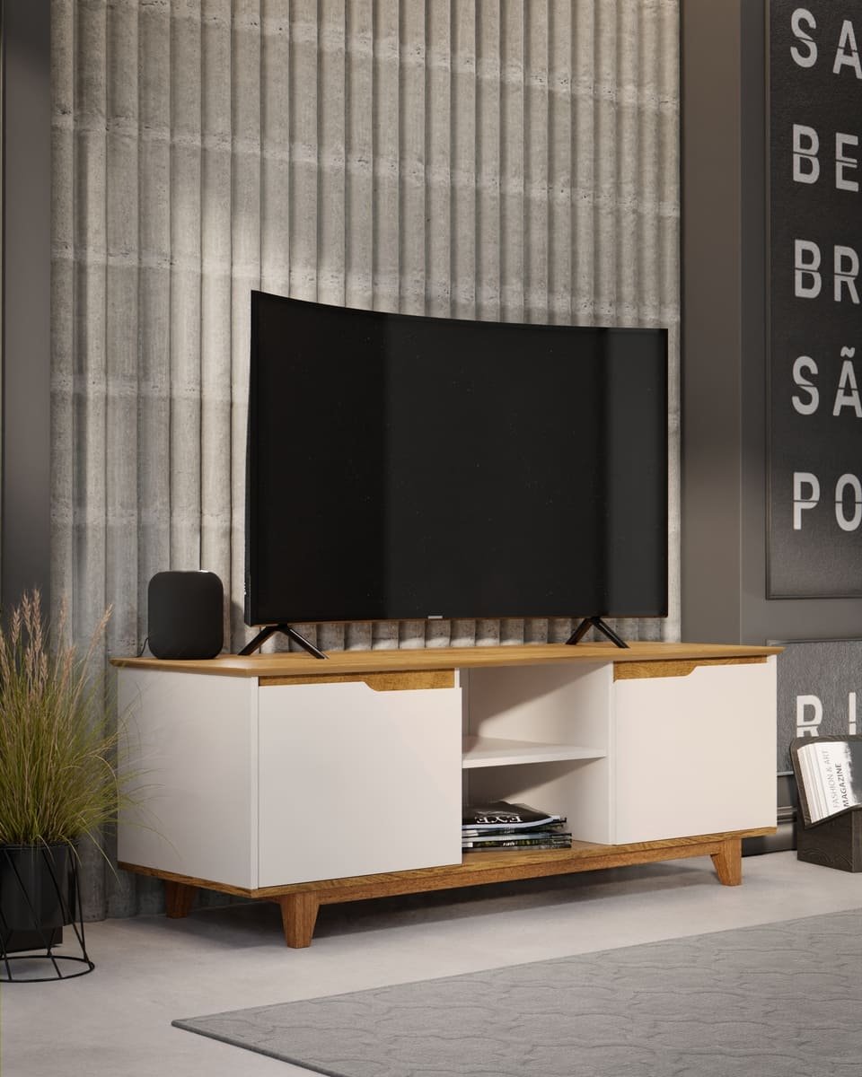 Rack Off White P/ Tv 32 À 55 Polegadas Bancada Luxuosa Moderna com Pés ...