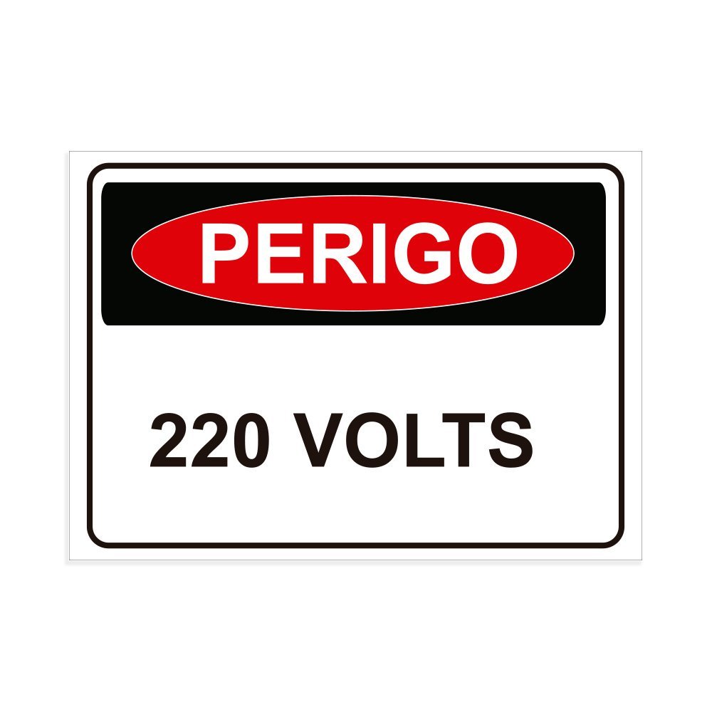 Placa de Sinalização Perigo 220 Volts em Pvc | MadeiraMadeira