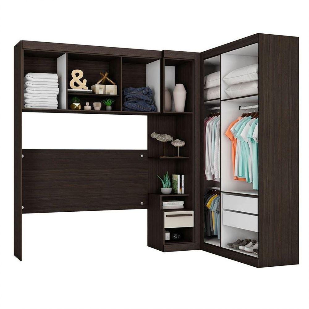 Quarto Modulado Casal De Canto 6 Portas 3 Gavetas Com Régua Lateral ...