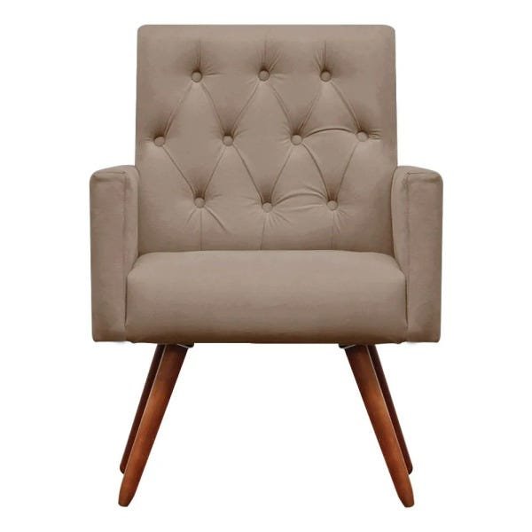 Poltrona Decorativa Nina Capitonê Suede Bege Rosado - Dominic Decor ...